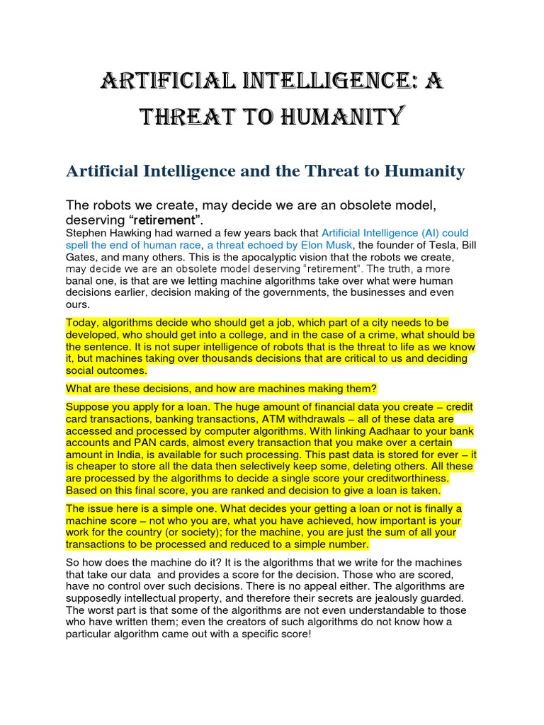 ARTIFICIAL INTELLIGENCE Debate | PDF | Technological Singularity ...