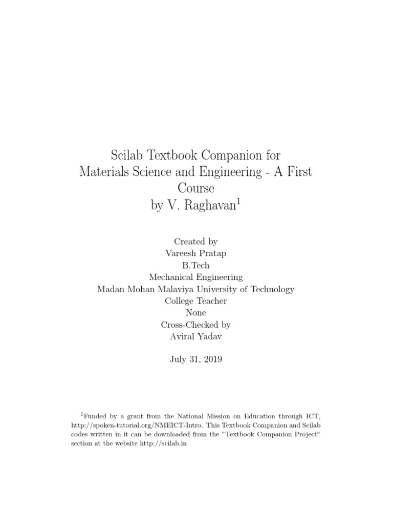 Materials Science and Engineering - A First Course - V. Raghavan | PDF ...