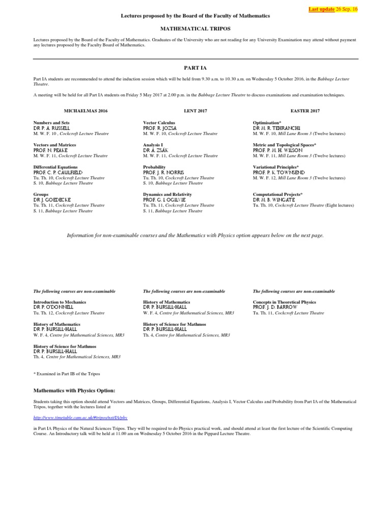 Example of Cambridge Lectures Catalogue | PDF | Geometry | Teaching ...