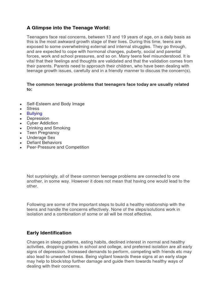 A Glimpse Into The Teenage World | PDF | Friendship | Adolescence