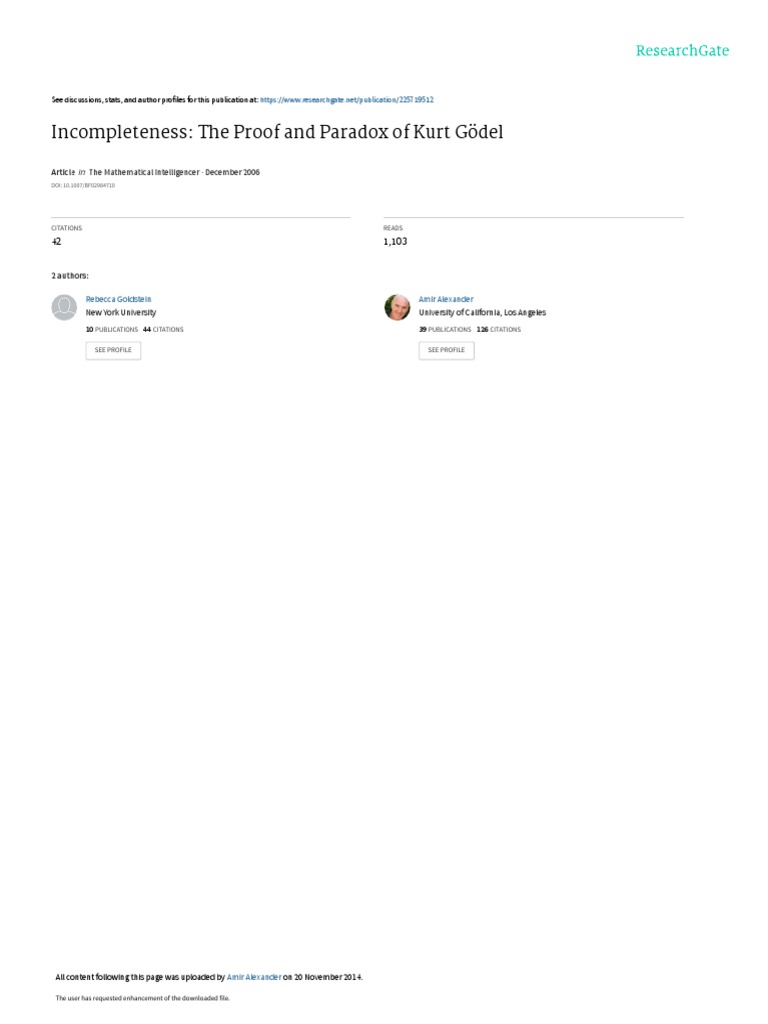 Incompleteness The Proof and Paradox of Kurt Godel PDF | PDF | Axiom ...