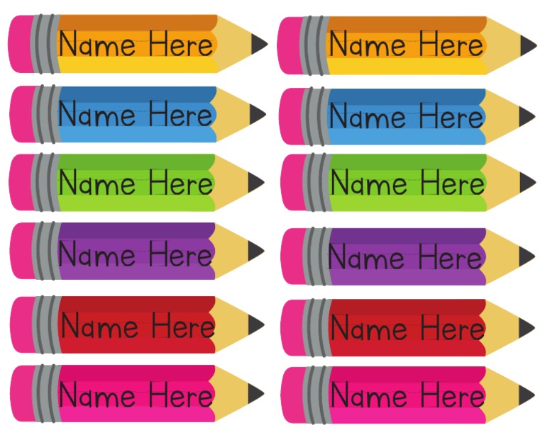 Pencil Name Tags - Small 2 PDF | PDF