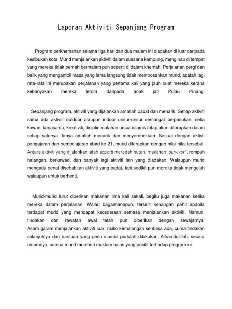 Laporan Aktiviti Sepanjang Program | PDF