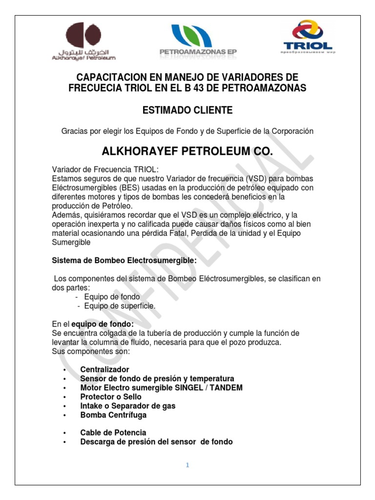 Capacitación VSD TRIOL en Ecuador | PDF | Bomba | Energía y recursos