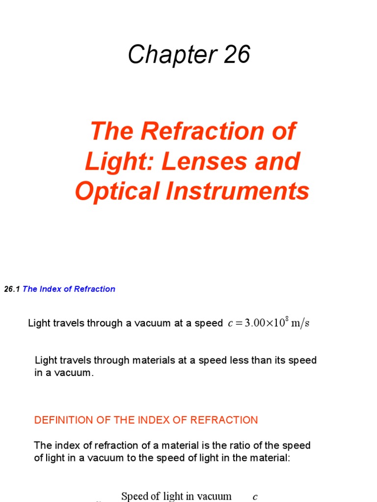 Light Refraction and Optical Instruments | PDF | Refraction ...
