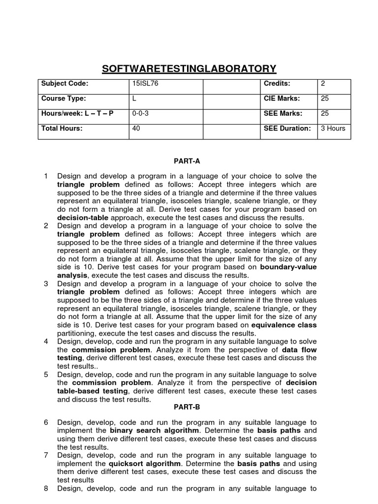 ST LabManual PDF | Download Free PDF | Software Testing | Triangle