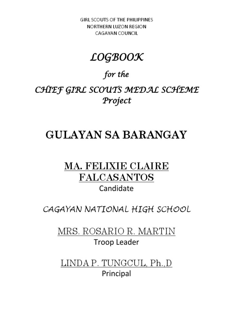 Chief Girl Scout Medal Logbook | PDF | Philippines | Luzon