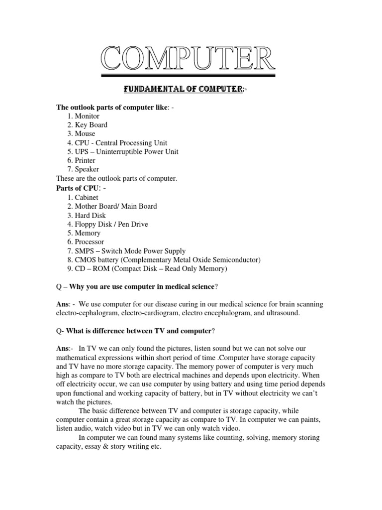 Dca Note Book | PDF | Printer (Computing) | Random Access Memory