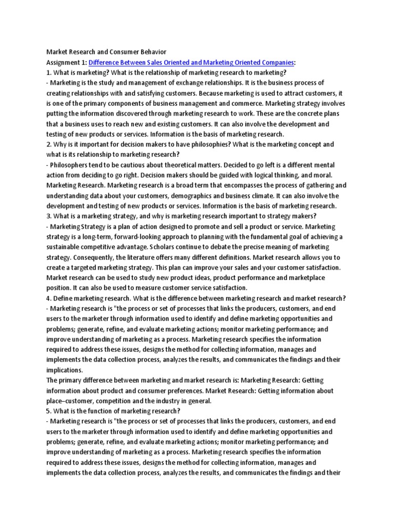 Market Research and Consumer Behavior Assignment 1 | PDF | Marketing ...