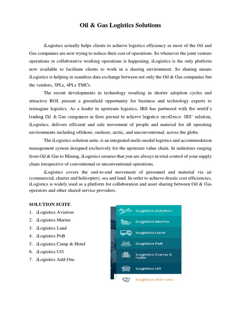 Ilogistics (Solution Suite) | PDF | Logistics | Business