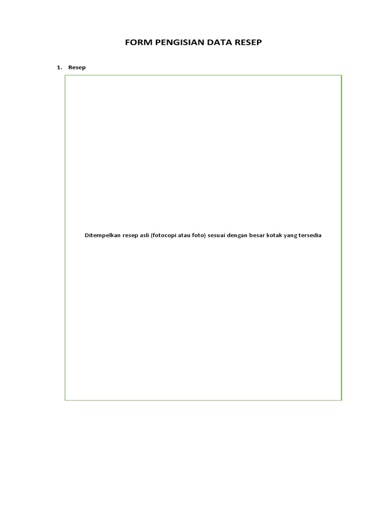 Form Pengisian Data Resep | PDF