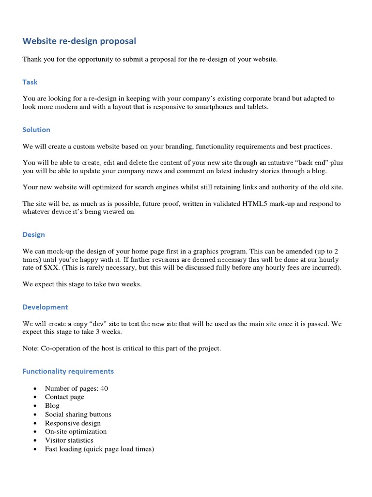 Website Redesign Proposal Overview | PDF | Computers