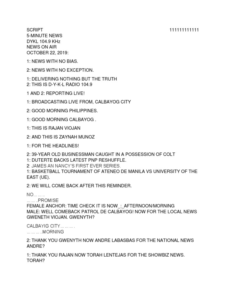 Broadcasting Example | PDF