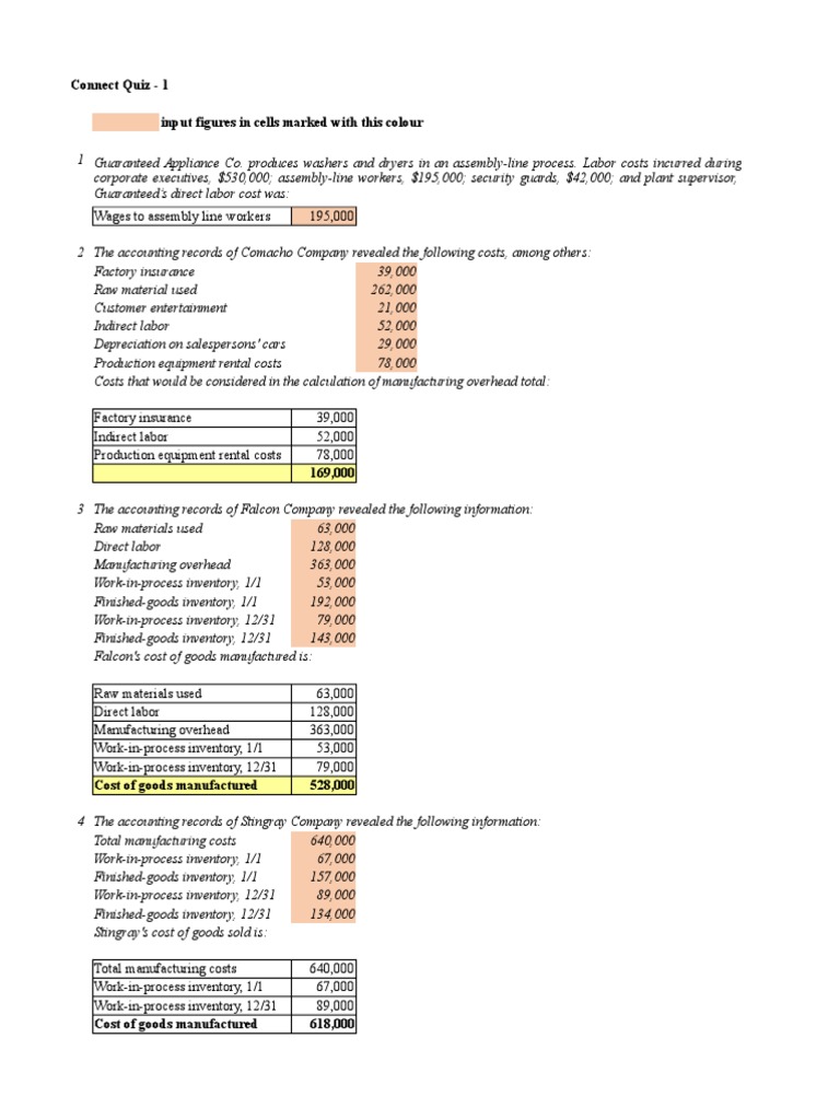 ManAc Quiz 1 | Download Free PDF | Cost Of Goods Sold | Inventory