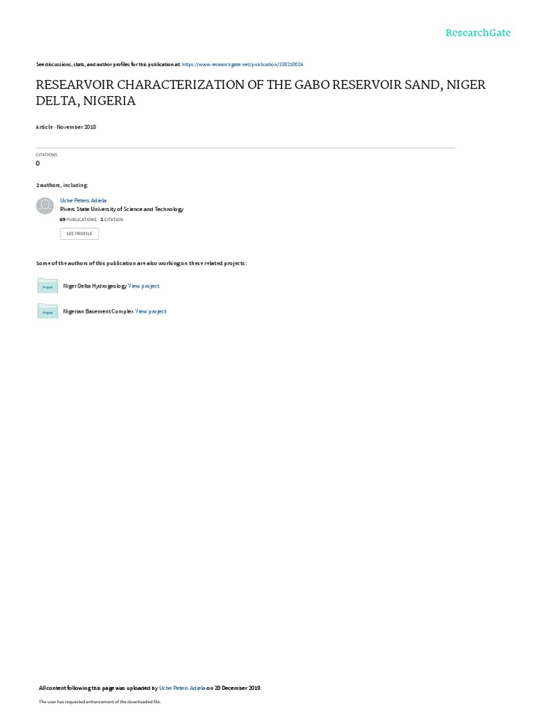 Reservoir Characterizationofthe Gabo Reservoir Sand Niger Delta Nigeria ...