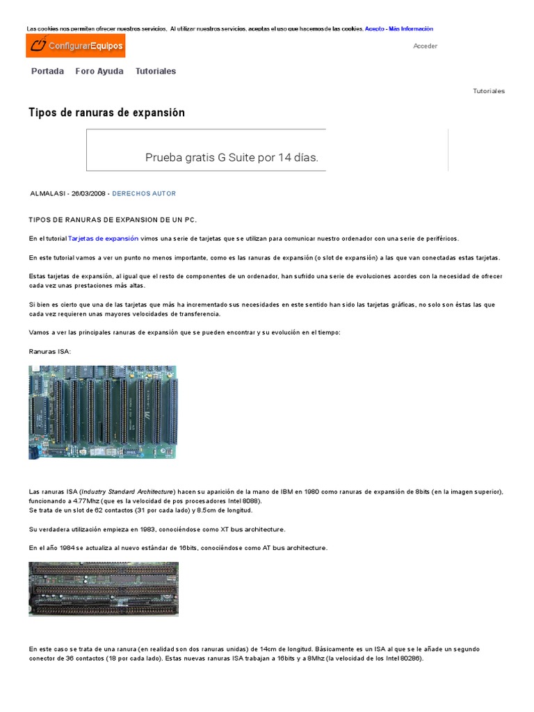 Tipos de Ranuras de Expansión en PCs | PDF | Electrónica digital ...