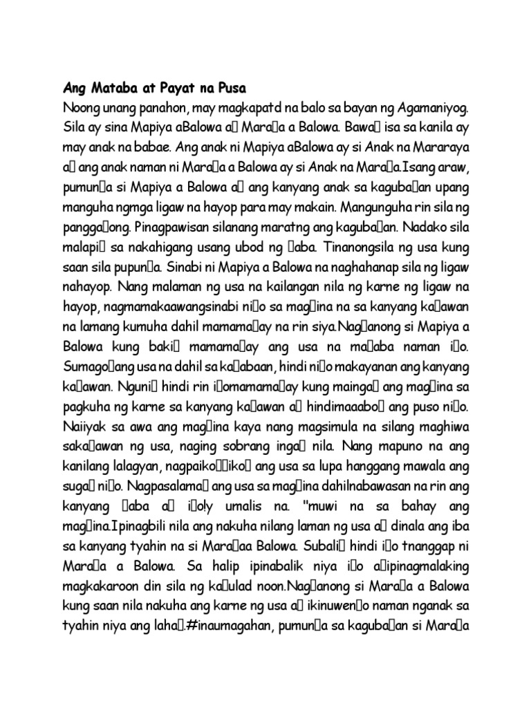 Ang Mataba at Payat Na Pusa | PDF