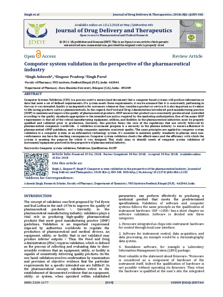 Computer System Validation in The Perspective of T PDF | PDF | Verification And Validation ...