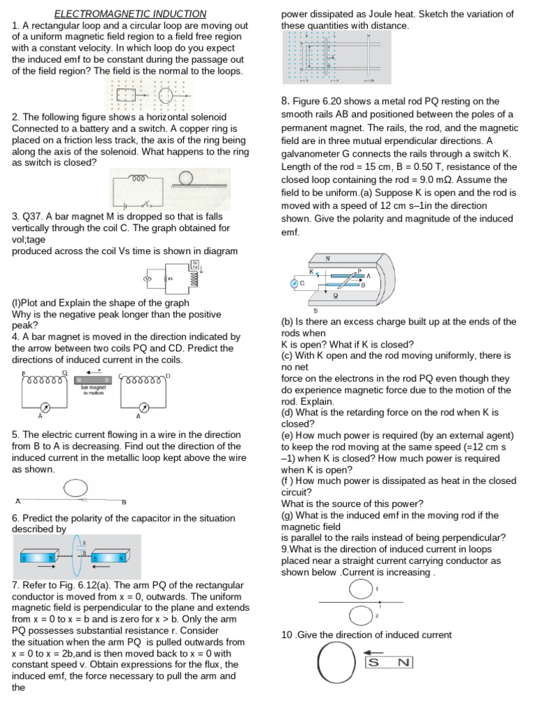 Electromagnatic Induction Worksheet | PDF | Inductance | Inductor