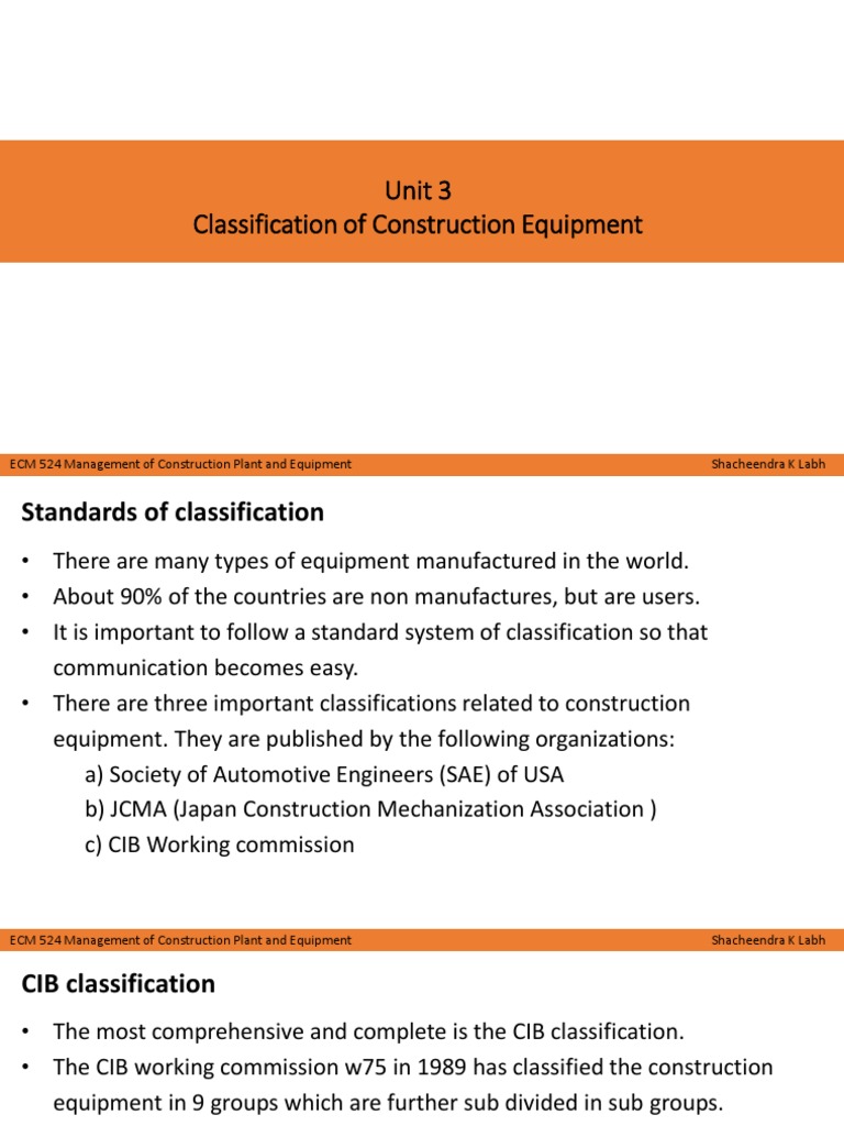 Classification of Construction Equipment | PDF | Crane (Machine ...