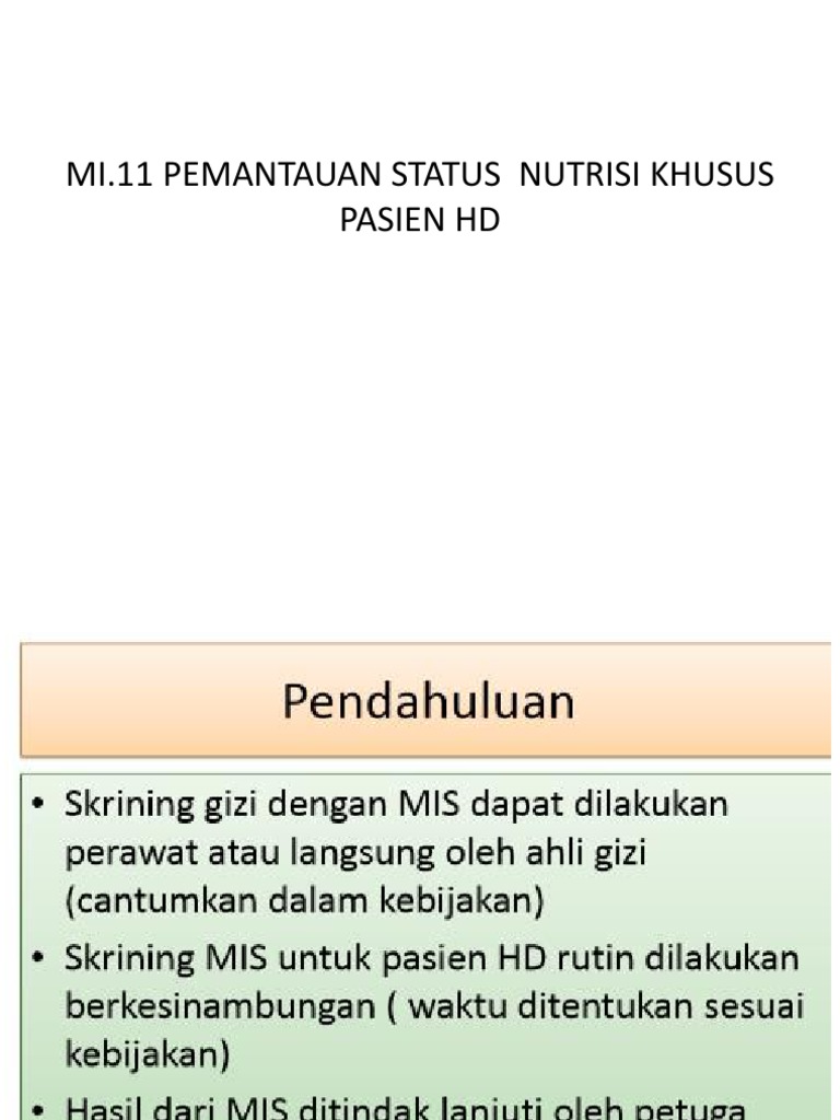 Skor Malnutrisi Inflammation (MIS) HD | PDF