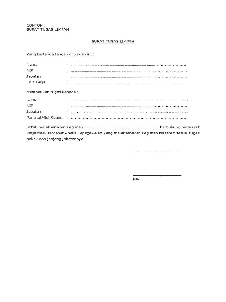 Contoh Surat Tugas Limpah | PDF