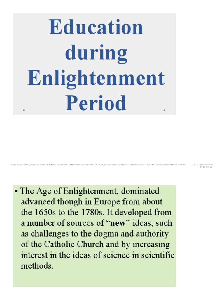 Education in the Enlightenment Era | PDF | Age Of Enlightenment | Schools