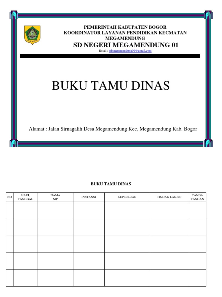 Format Buku Tamu Dinas Sekolah | PDF
