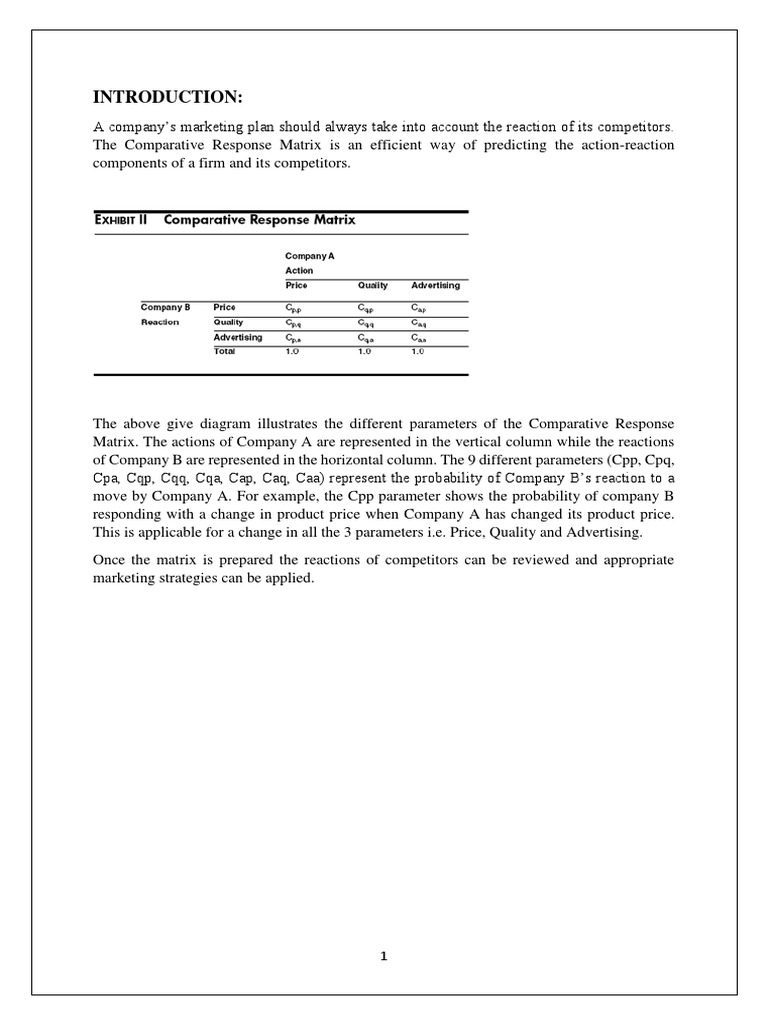 Comparative Response Matrix | PDF | Starbucks | Competition