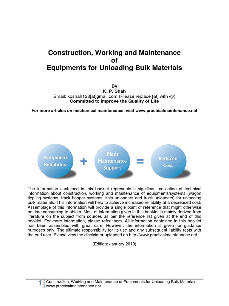 Construction Working and Maintenance of Equipments For Unloading Bulk ...