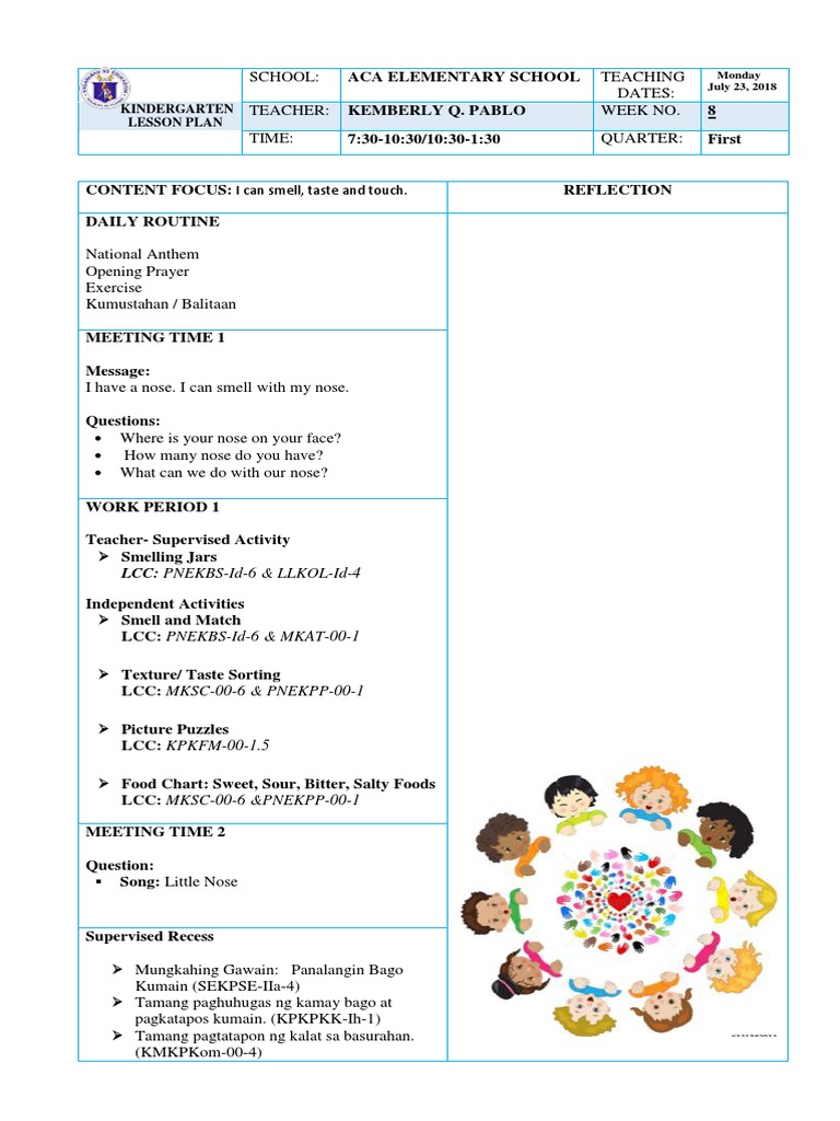 DLP Kindergartenw8 | PDF | Taste | Differentiated Instruction