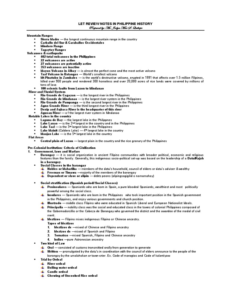 Philippine History Let Notes | PDF | Philippines
