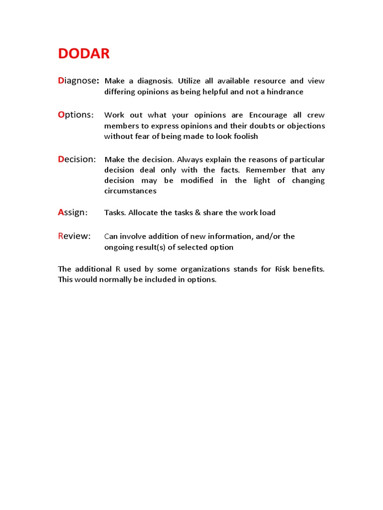DODAR Analyse Diagram | PDF | Decision Making | Risk