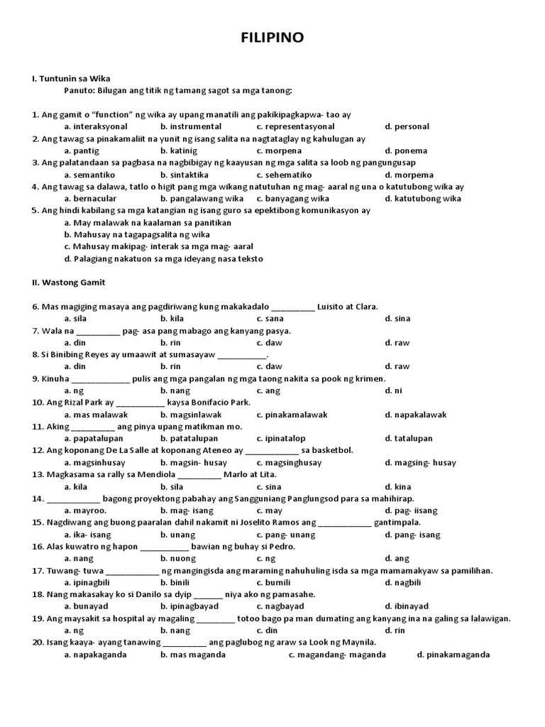 Filipino Reviewer 1 (LET REVIEWER) | PDF