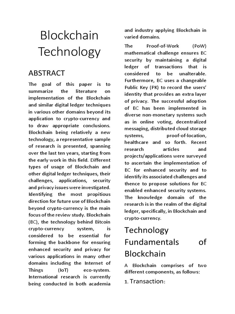 Blockchain Technology | PDF | Internet Of Things | Cryptocurrency