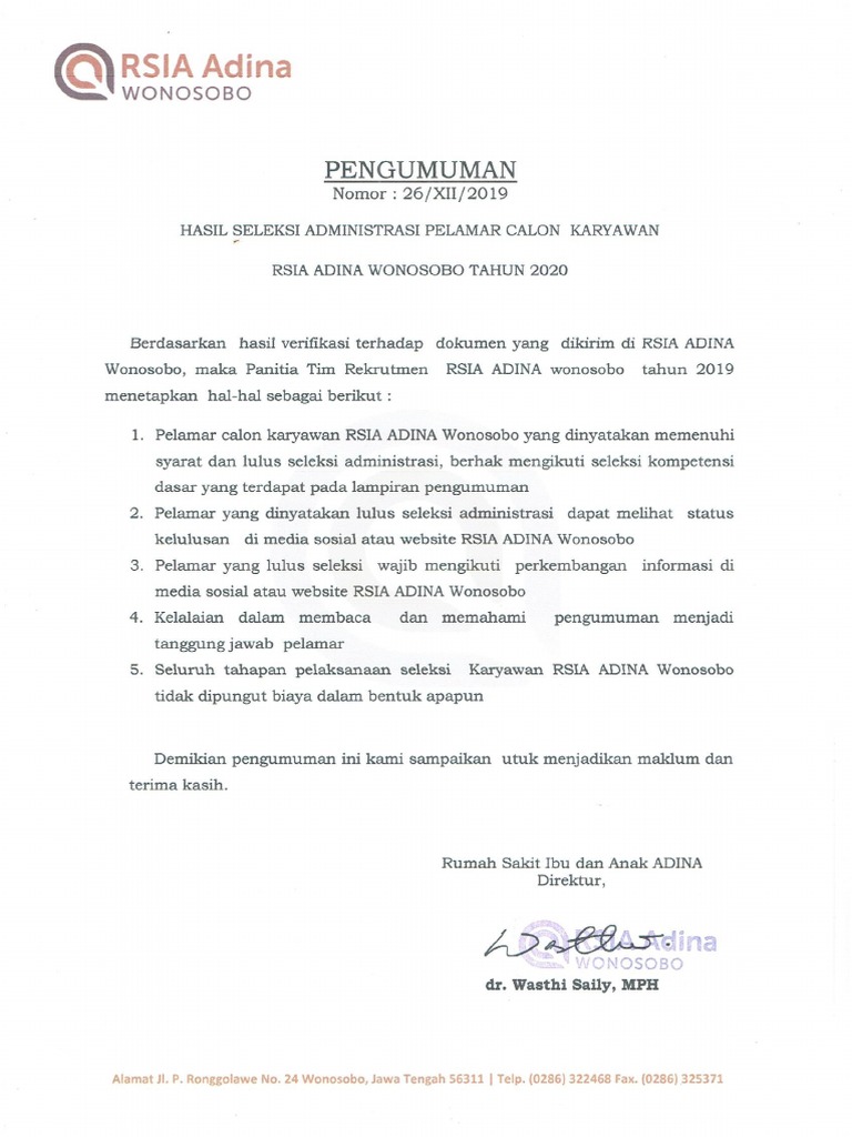 Pengumuman Rekrutmen | PDF