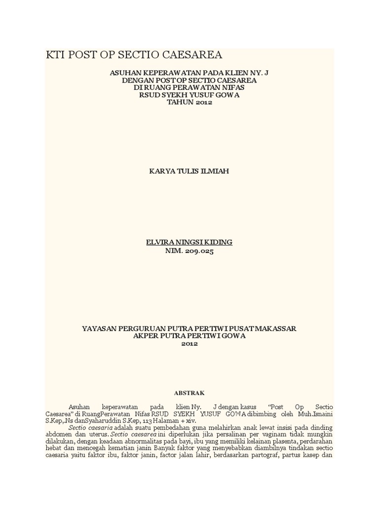 Post Op Sectio Caesarea | PDF