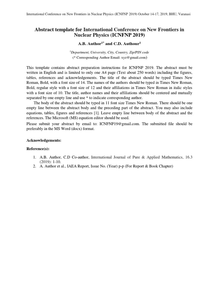 Abstract Template | PDF