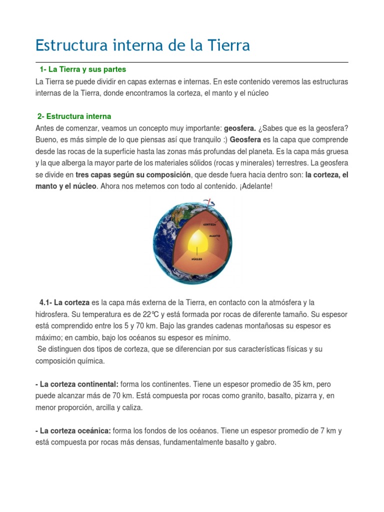 Estructura Interna de La Tierra | PDF | Estructura de la tierra | Tierra