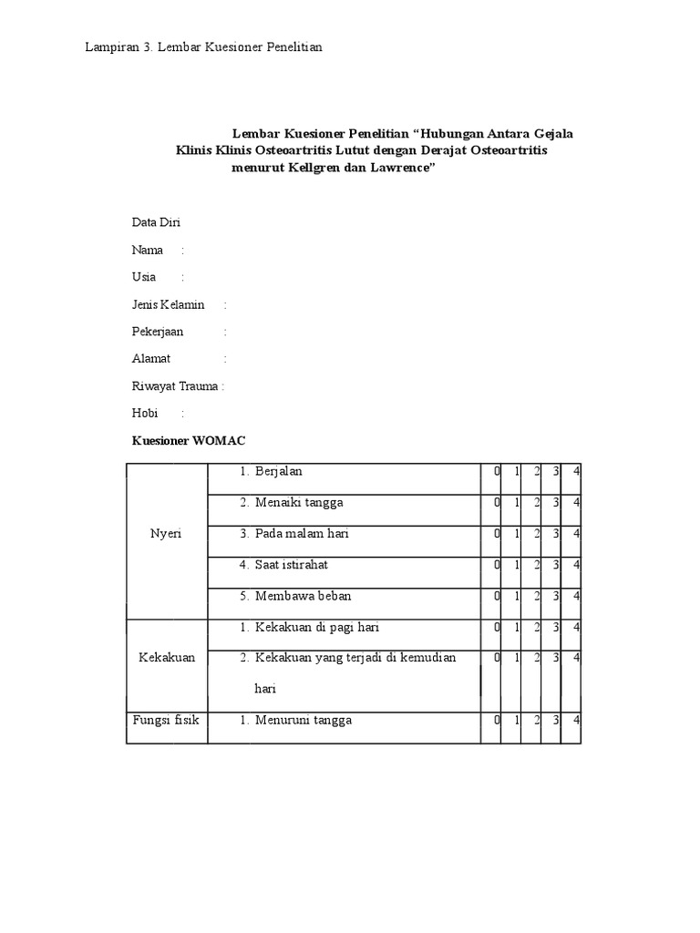 Indeks Womac-1 | PDF