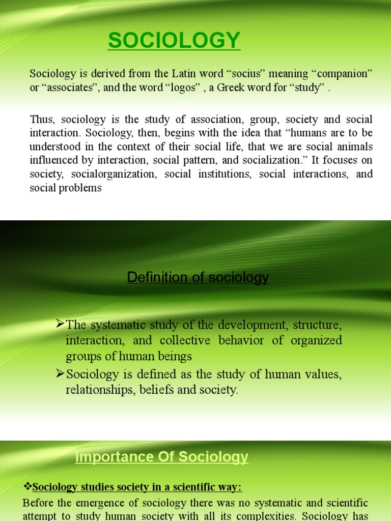 Sociology Defination and Importance | PDF | Sociology | Human