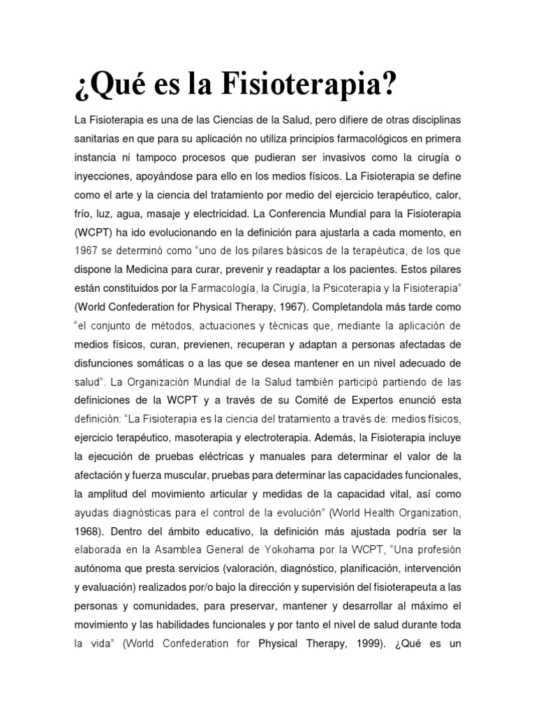 Qué Es La Fisioterapia | PDF | Terapia física | Educación especial