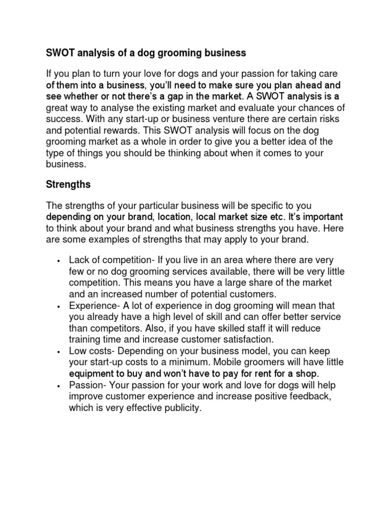 Your Pooch's Health and Happiness: A Comprehensive SWOT Analysis of a ...