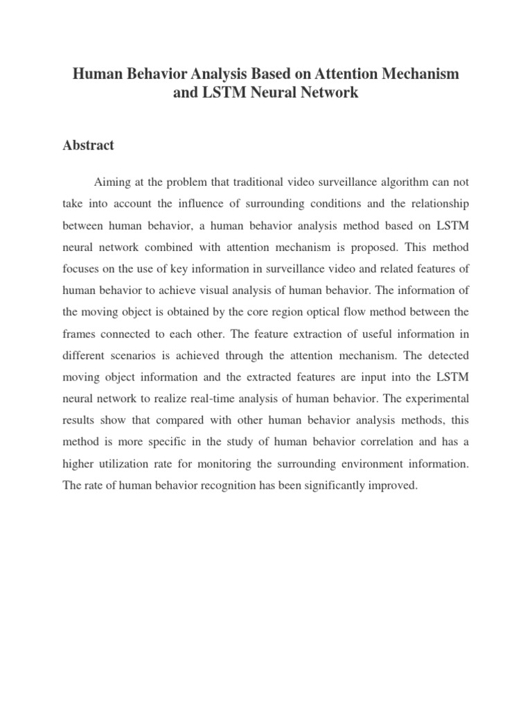 Human Behavior Analysis Based On Attention Mechanism and LSTM Neural ...