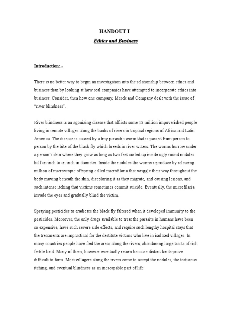 HANDOUT 1 - Ethics and Business | PDF | Normative | Morality