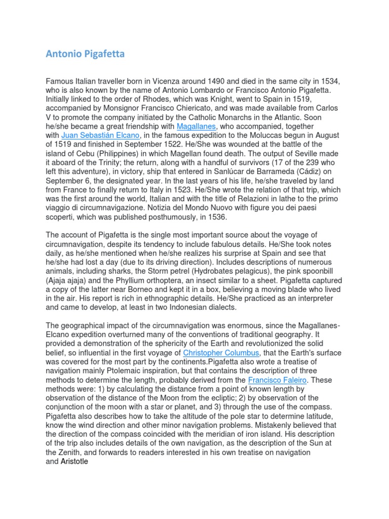 Antonio Pigafetta: Chronicler of the First Circumnavigation of the ...