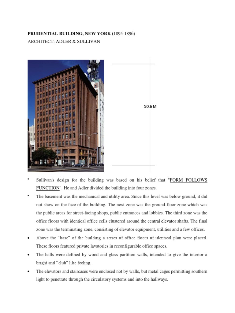 PRUDENTIAL BUILDING, NEW YORK (1895-1896) by Adler & Sullivan | PDF ...