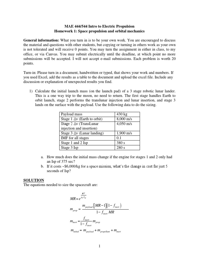 HW 1 EP Sol | PDF | Orbital Maneuver | Orbit
