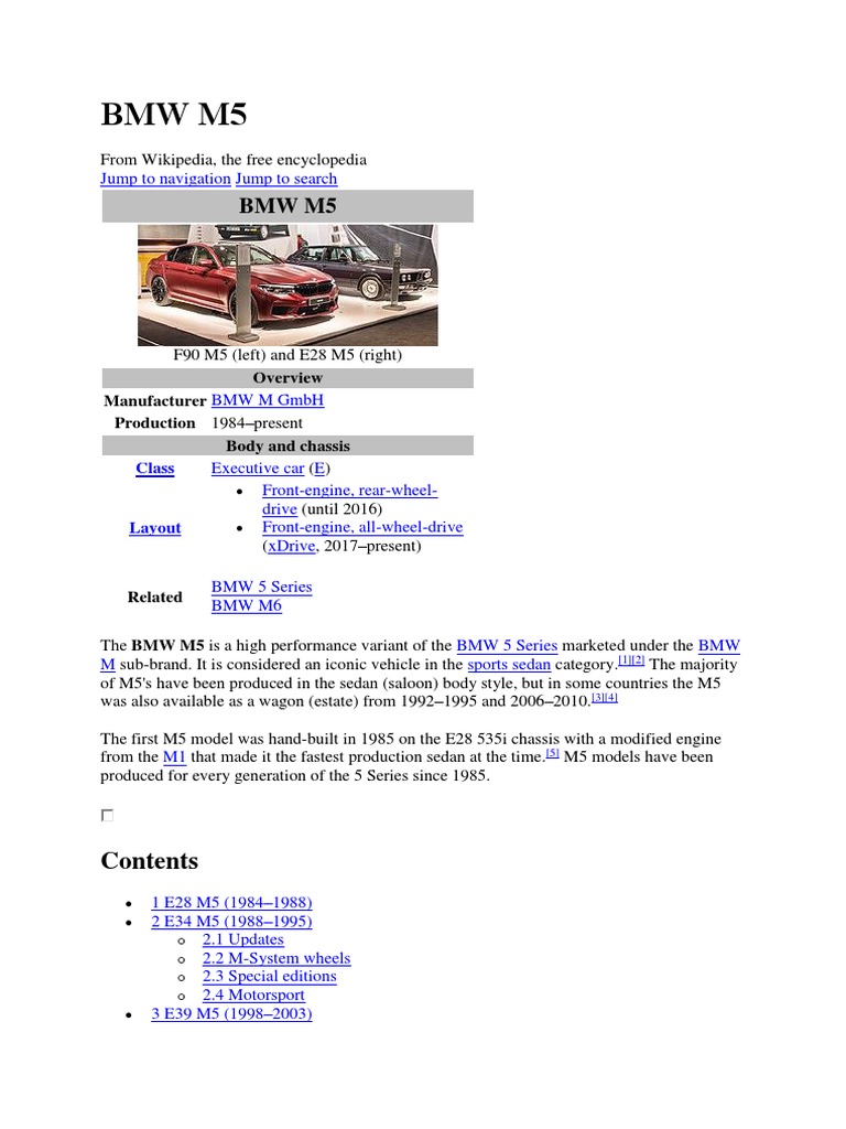 BMW M5 | PDF | Sedans | Cars Of Germany