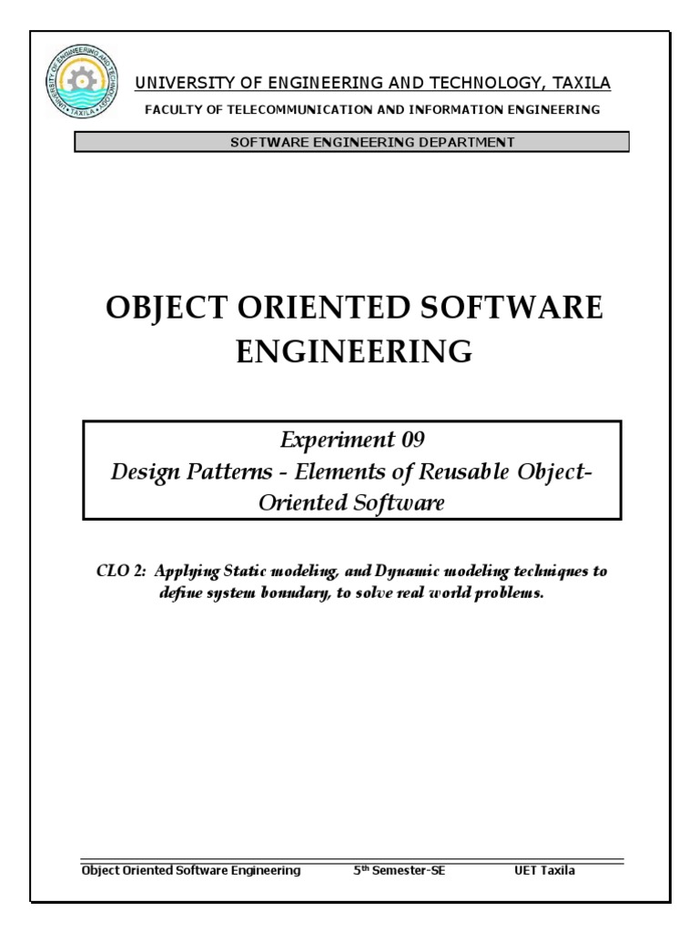 Oose Lab 9 Pdf Software Design Pattern Class Computer Programming